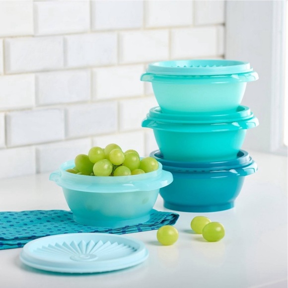 Tupperware | Kitchen | New Tupperware Servalier Liquid Tight Seal Bowl Set Four Different Shades ...